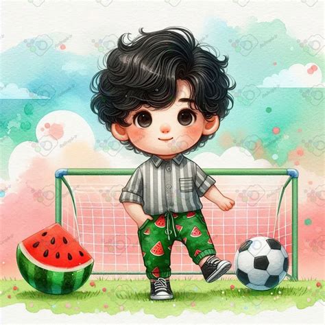 بک گراند کودکانه پسر بچه با نمک فوتبالیست و یه قاچ هندونه کد 43071ویژه