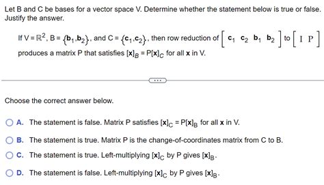 Solved Let B And C Be Bases For A Vector Space V Determine Chegg