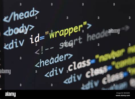 Real Html Code Developing Screen Programing Workflow Abstract