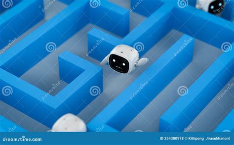 cute and small robot in maze stock illustration illustration of