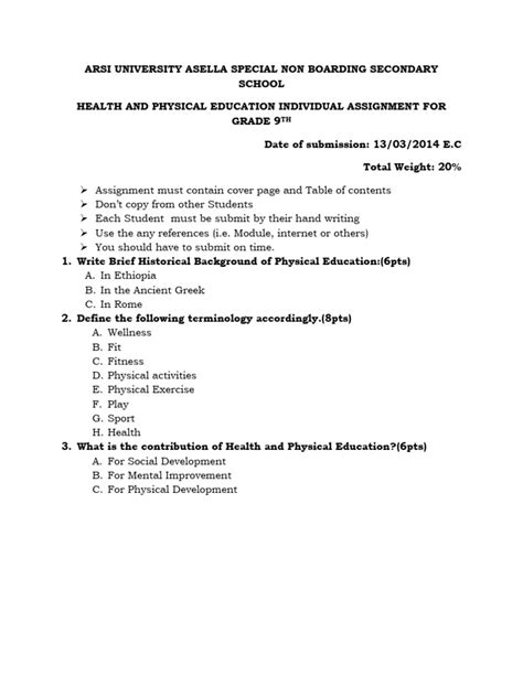 Pe Assignment Pdf