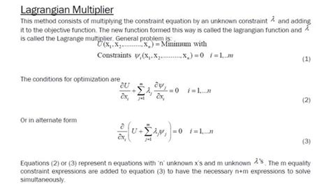 Solved Lagrangian Multiplier This Method Consists Of