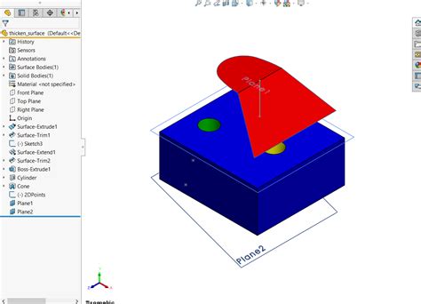 Thicken A Surface With Specified Direction In Solidworks 2020