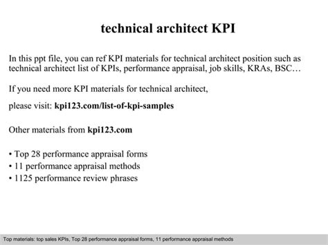Technical Architect Kpi Ppt