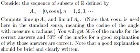 Solved Consider The Sequence Of Subsets Of R Defined By Chegg Com