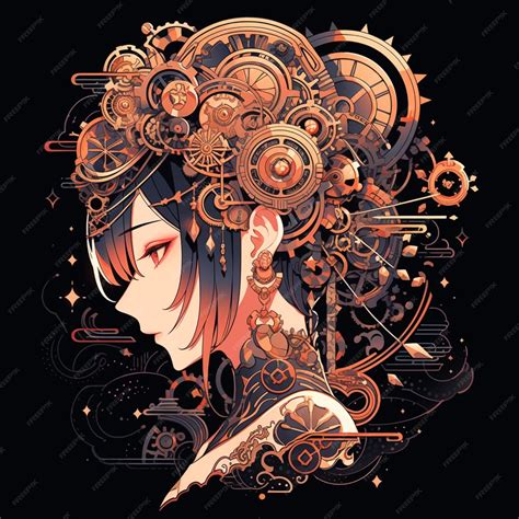 Premium Ai Image Anime Girl With Steam Clockwork Hair And A Black