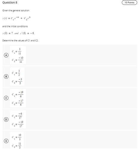 solved given the general solution y t c1e−4t c2e2t and the