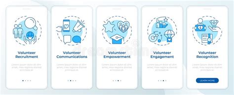 Volunteer Management Components Blue Onboarding Mobile App Screen Stock
