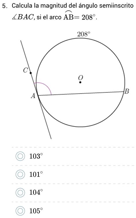 Calcula La Magnitud Del ángulo Semiinscrito