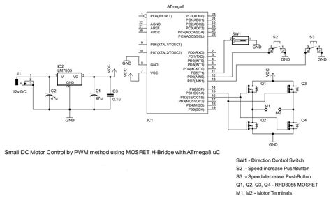 Simple PWM DC Motor Control Using MOSFET H Bridge With AVR ATmega8 ATMega32 AVR