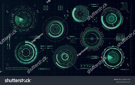 Hud Futuristic Circular Indicators Graphs Locators Stock Vector