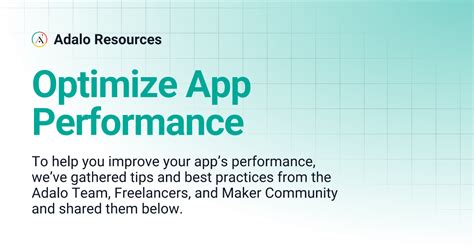 Optimize App Performance Adalo Resources