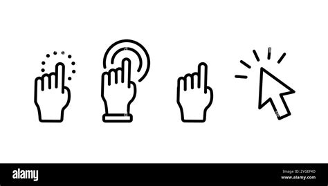 Computer Hand Cursor Icon Set Mouse Click Cursor Symbols Hand Click Mouse Sign Vector