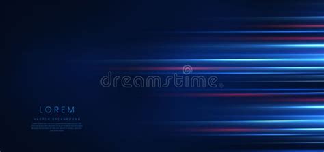 Abstract Technology Futuristic Glowing Blue And Red Light Lines With Speed Motion Blur Effect On