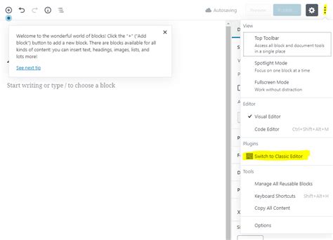Wordpress Wikiwordpress 5 Using The Content Editors For Posts And Pages Wordpress Wiki