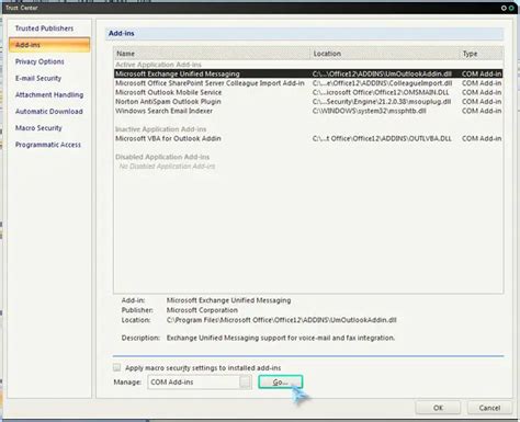 Microsoft Outlook Error With The Add Ons