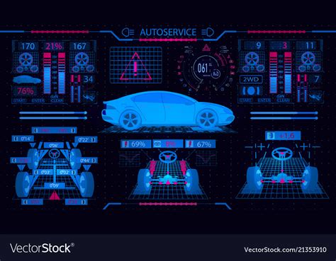 Car Service Graphical Interface Diagnostic Vector Image