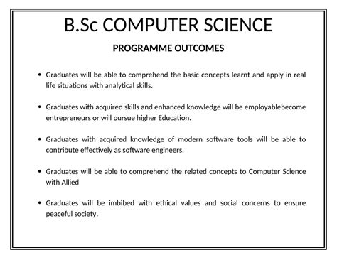 Bsc Cs Po Outcomes New Nthng B Computer Science Programme Outcomes