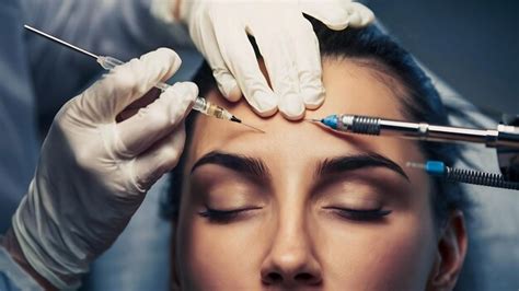 Premium Photo Cosmetic Botox Injection In Female Forehead
