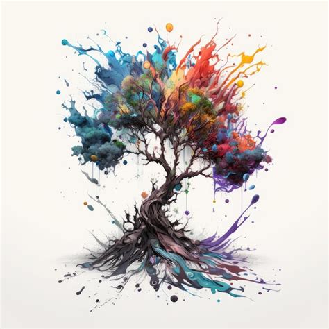 Premium AI Image Splash Art A Evolutionary Tree Of Life White Generative AI