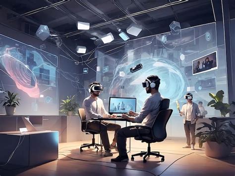 Premium Ai Image A Virtual Reality Workspace Where Remote Colleagues Interact In A Shared