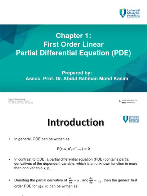 first order linear partial differential equation pde prepared by