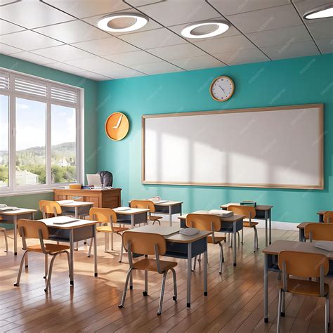 View Of 3d Modern Empty Classroom Interior Design By Ai Generative Premium Ai Generated Image