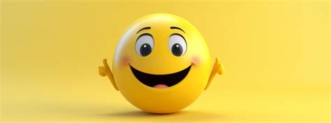 Premium Ai Image Realistic Yellow Glossy 3d Emotion Happy Face
