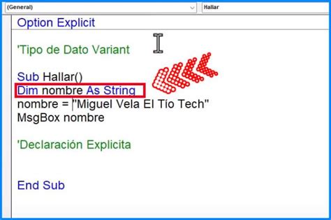 declarando variables en vba excel
