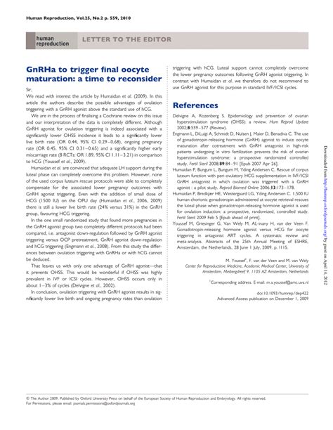 Pdf Gnrha To Trigger Final Oocyte Maturation A Time To Reconsider