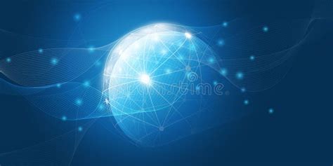 Abstract Dark Blue Minimal Style Futuristic Cloud Computing Global Network Structure And