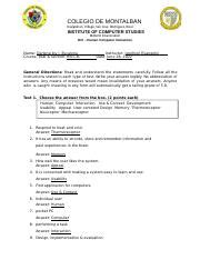 HCI MIDTERM EXAM Docx COLEGIO DE MONTALBAN Kasiglahan Village San Jose Rodriguez Rizal