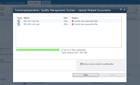 Document Library Multiple Upload Give Me Error Could Not Overwrite