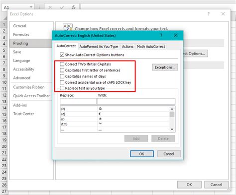 Excel Autocorrect Feature Enable Disable And Add Exceptions