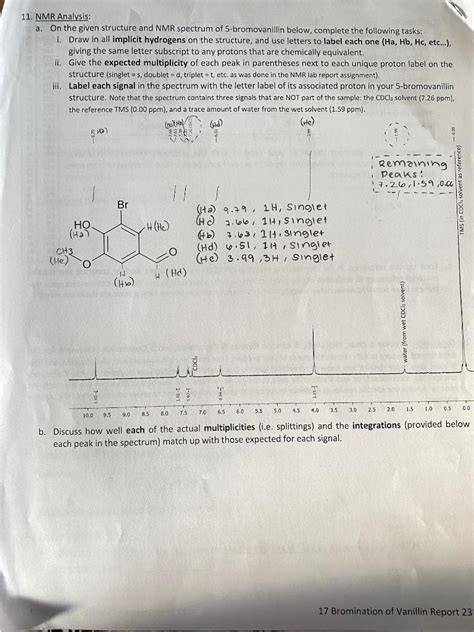 Solved 11 NMR Analysis A On The Given Structure And NMR Chegg Com