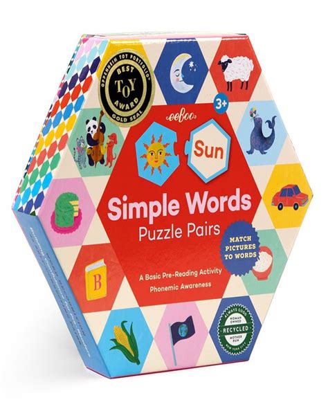 Eeboo Hexagon Puzzle Pairs Simple Words Macys