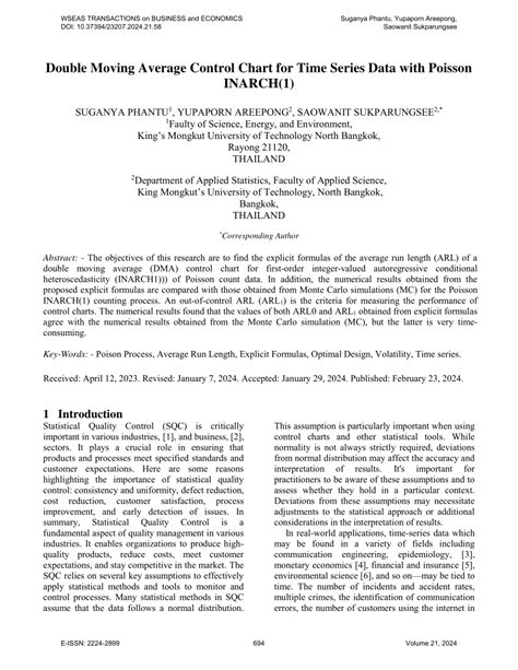 PDF Double Moving Average Control Chart For Time Series Data With Poisson INARCH 1