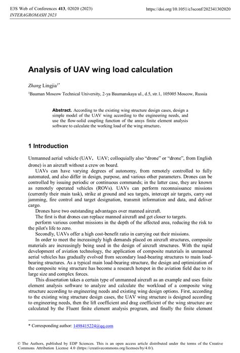 PDF Analysis Of UAV Wing Load Calculation
