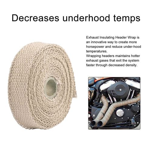 Vanlofe 2 5cm 5m Roll Fiberglass Exhaust Header Pipe Heat Wrap Tape 4 Ties Kit Hot