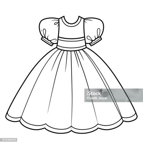 흰색 배경에 착색을위한 무성한 스커트 의상 윤곽이있는 볼 가운 0명에 대한 스톡 벡터 아트 및 기타 이미지 0명 검은색 공주 Istock