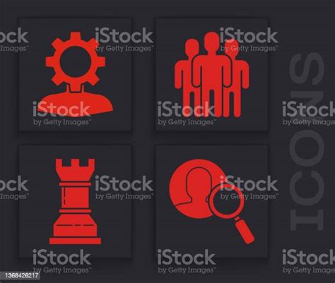 사람을 검색하기 위해 돋보기를 설정 내부에 기어와 인간 사용자 그룹 및 비즈니스 전략 아이콘 벡터 개념에 대한 스톡 벡터 아트