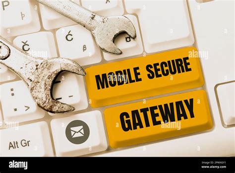 conceptual display mobile secure gateway word written on securing