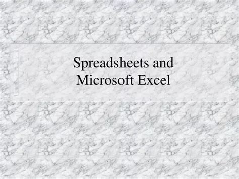 PPT Spreadsheets And Microsoft Excel PowerPoint Presentation Free Download ID