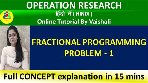 Fractional Programming Problem Non Linear Programming Problem