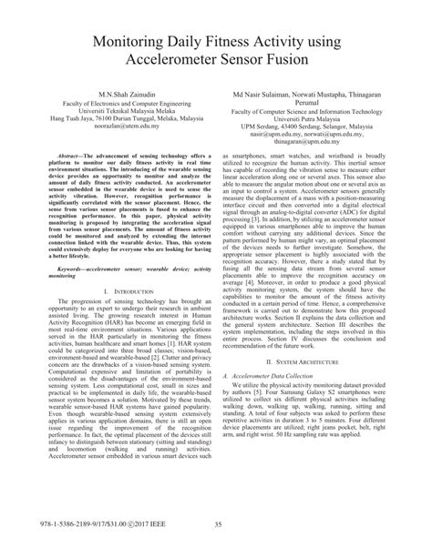 PDF Monitoring Daily Fitness Activity Using Accelerometer Sensor Fusion
