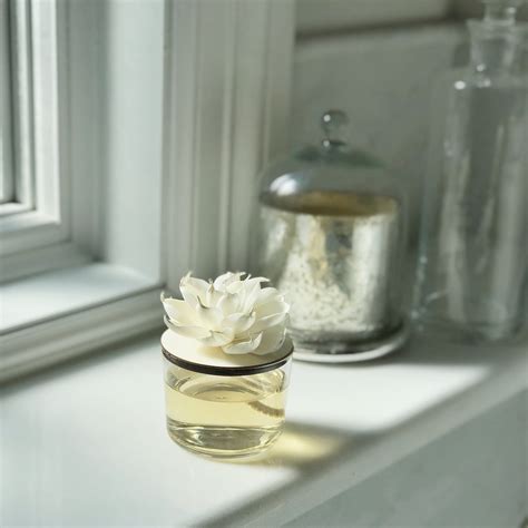 Flower Diffuser With Bamboo And Glass Cup Non Toxic Scent Choices Modern Farmhouse Decor