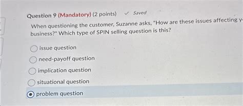 solved question 9 mandatory 2 ﻿points ﻿savedwhen