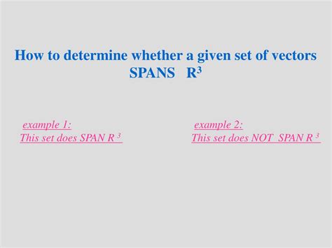 PPT How To Determine Whether A Given Set Of Vectors SPANS R