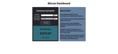GitHub Ianskie Bitcoin Dashboard BTC Exchange Rate Converter And Bitcoin Newsfeed In One