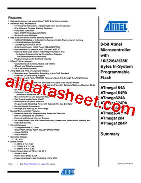 ATMEGA A Datasheet PDF ATMEL Corporation